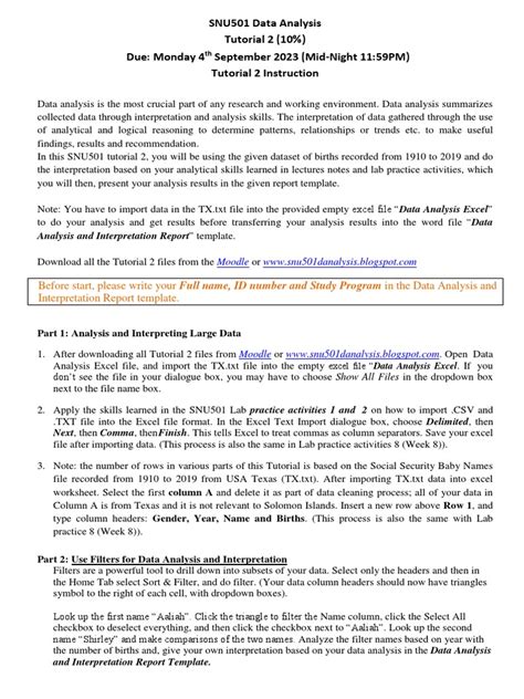 Tutorial 2 Instruction Pdf Data Data Analysis