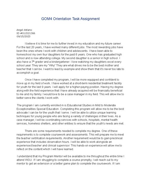 Gom4 Orientation Task Assignment For The Last 20 Years I Have Worked Many Different Jobs The