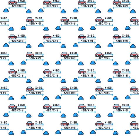 Premium Vector Mathematics Task With Car Vector Colored Seamless Pattern
