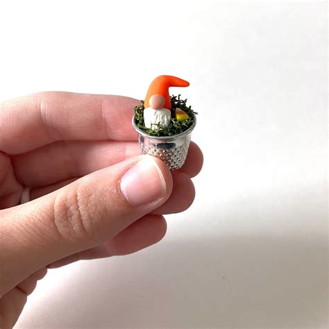 Halloween Gnome Tiny Halloween Gnome Tiny Gnome Miniature Tiny Gnome In A Thimble Etsy