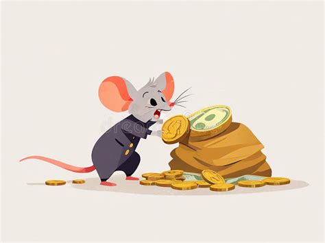 Cartoon Illustration Of A Mouse Stealing Money Suitable For The Analogy Of A Thief Stock