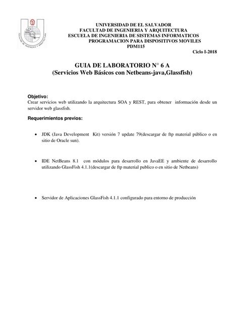 Pdf De Programación Servicios Web Básicos Con Netbeans Javaglassfish