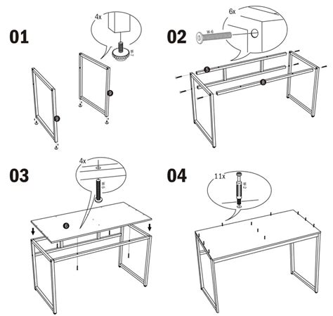 Byblight Bb Xx0025yy Writing Desk Computer Desk Instruction Manual