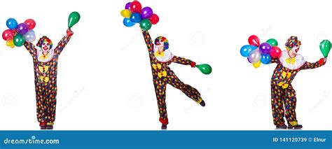 El Payaso De Sexo Masculino Divertido Aislado En Blanco Imagen De Archivo Imagen De Humor