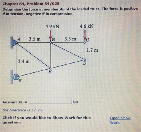 Solved Chapter S4 Problem S4 028 Determine The Force In