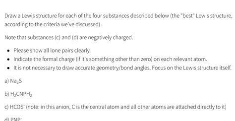 Solved Draw A Lewis Structure For Each Of The Four Chegg Com