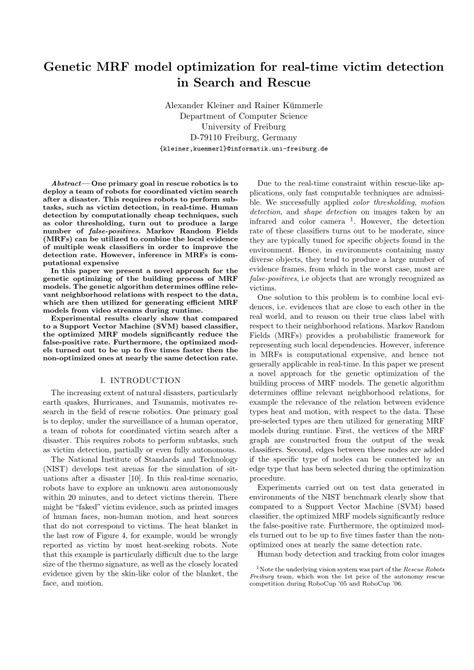 Pdf Genetic Mrf Model Optimization For Real Time Victim Detection In