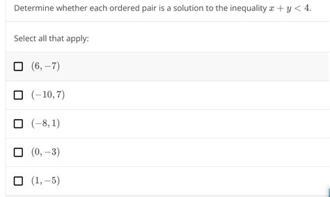 Solved Determine Whether Each Ordered Pair Is A Solution To
