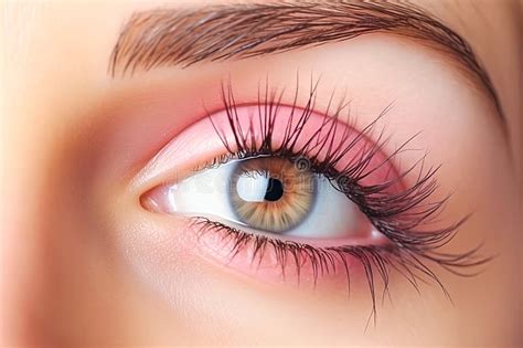 Eyelash Extension Procedure Female Eyes With Long Eyelashes Stock