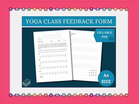 Yoga Class Feedback Form A4 Size Fillable Yoga Business Form Yoga