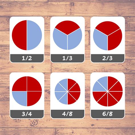 Circle Fractions Flash Cards 55 Montessori Cards Homeschooling Three