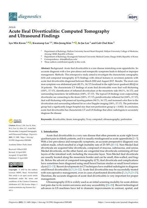 Pdf Acute Ileal Diverticulitis Computed Tomography And Ultrasound Findings