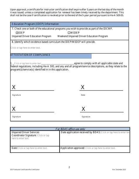 New Hampshire Idep Instructor Certification Re Certification Application Fill Out Sign Online