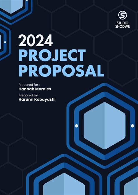 Black And Blue Modern Project Proposal Cover A4 Document