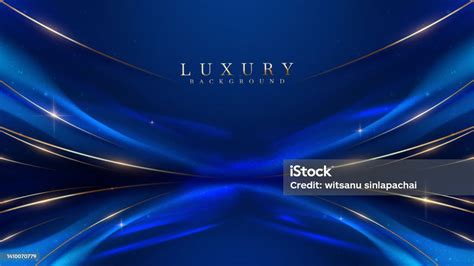황금 선 장식과 보케 요소와 곡선 조명 효과와 블루 럭셔리 배경 배경 주제에 대한 스톡 벡터 아트 및 기타 이미지 배경 주제 파란색 상 Istock