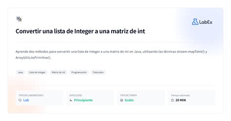 Convertir Una Lista De Integer A Una Matriz De Int Labex