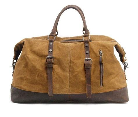 Large Waxed Canvas Weekender Duffle Bag Travel Mens Woosir