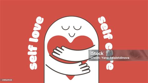 마음을 담은 발렌타인 데이 인사말 카드입니다 휴일 밝은 인사말 카드 사랑 창조적 인 개념 선물 바우처 초대장 자신을 사랑하고 자기 관리 자기 수용 개념 텍스트를 위한