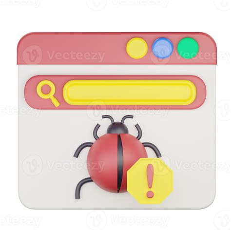 3d Bug Warning Webpage Notification Icon Illustration 16407491 Png