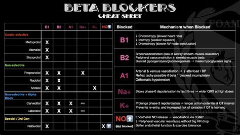 Foamfrat Heres A Quick Cheat Sheet For Beta Blockers On The Left