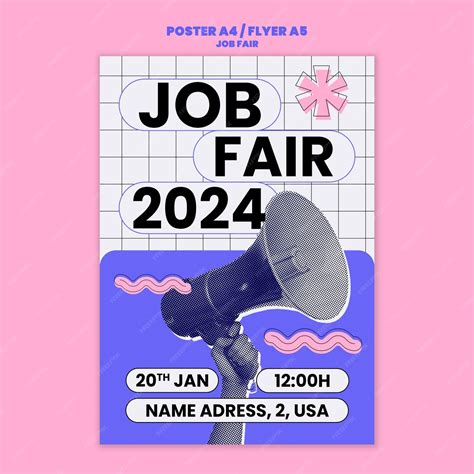 플래트 디자인 직업 박람회 포스터 템플릿 무료 Psd 파일