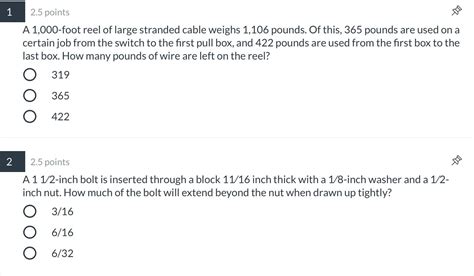 Solved 1 25 Points A 1000 Foot Reel Of Large Stranded