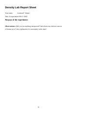 Density Report Sheet F Chem Lab Experiment Docx Density Lab Report Sheet Your Name
