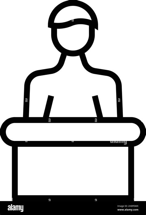 Man Speaker Icon Outline Vector Seminar Presentation Business Conference Stock Vector Image