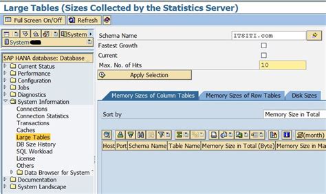 How To Get The Table Size History In Hana Db