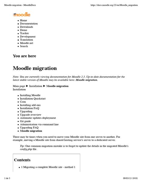 Moodle Migration Moodledocs Pdf