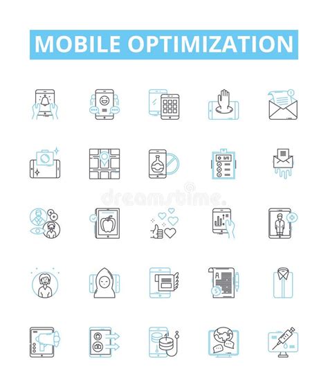 Mobile Optimization Vector Line Icons Set Mobile Optimization Responsiveness Design Webpage