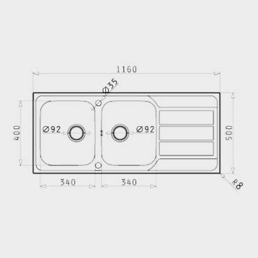Pyramis Athena Double Bowl Single Drainer Sink
