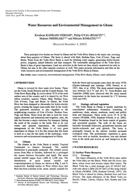 Pdf Water Resources And Environmental Management In Ghana