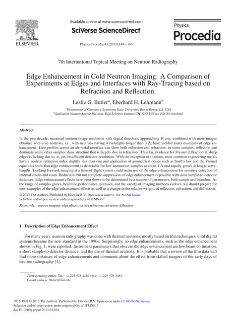 Pdf Edge Enhancement In Cold Neutron Imaging A Comparison Of Experiments At Edges And
