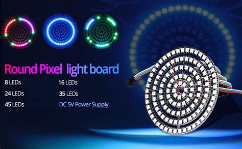 Geekstory 2pcs 24 Bits Ws2812 5050 Rgb Led Ring Lamp Light Stage Light With