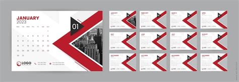 Ежемесячный настольный календарь для векторного дизайна шаблона на 2023 год неделя начинается в