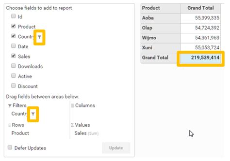 Mvc Olap Filtering Data In Olap Pivotgrid