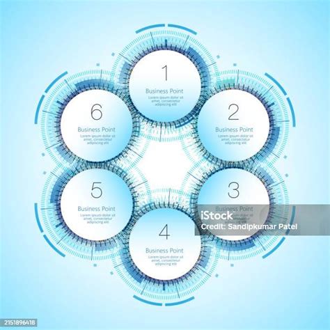 시각적 데이터 표현 6가지 옵션이 있는 사이클 다이어그램 6에 대한 스톡 벡터 아트 및 기타 이미지 6 인포그래픽 원형
