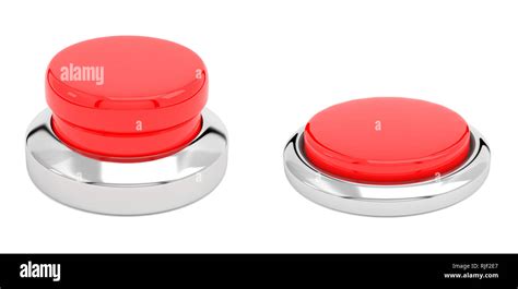 red push buttons alert elements normal and pressed position 3d