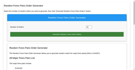 Random Forex Pairs Order Generator