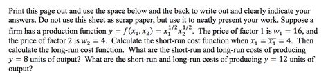 Solved Suppose A Firm Has A Production Function Y F X1 X2