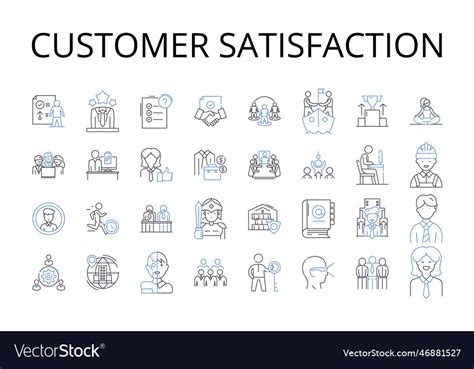 Customer Satisfaction Line Icons Collection Vector Image