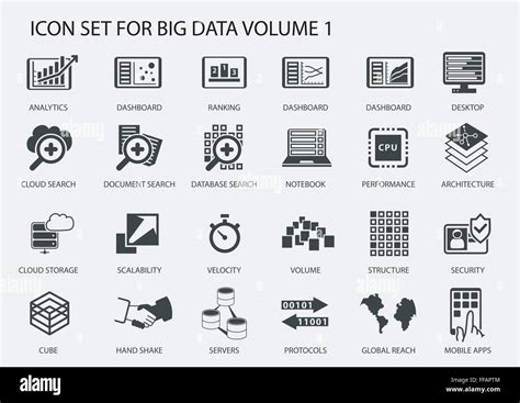 Big Data Vector Icon Set In Flat Design Stock Vector Image Art Alamy