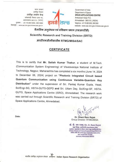 Satish Kumar Thakur On Linkedin Isro Researchjourney Photonics
