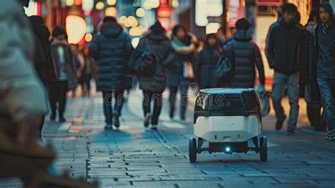 A Tiny Car Weaving Through The Bustling Urban Jungle Stock Image