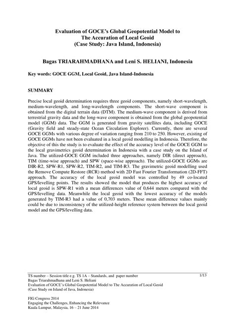 Pdf Evaluation Of Goces Global Geopotential Model To The Accuration