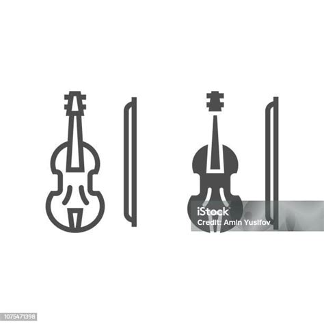 바이올린 줄 및 문자 모양 아이콘 음악 및 악기 비올라 서명 벡터 그래픽 흰색 바탕에 선형 패턴 10에 대한 스톡 벡터 아트 및