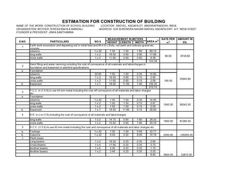 Best Residential Construction House Construction Estimate Sample The