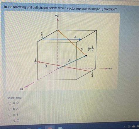 Solved In The Following Unit Cell Shown Below Which Vector Chegg Com