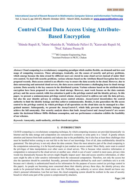 Control Cloud Data Access Using Attribute Based Encryption Pdf
